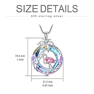 TOUPOP Flamingo Gifts for Women 925 Sterling Silver Flamingo Pendant Necklace with Purple Circle Crystal Flamingo Lovers Jewelry Gifts for Women Birthday Christmas