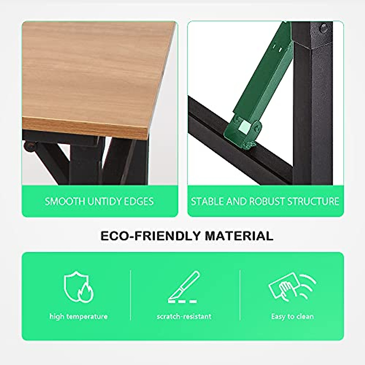 Coral Flower Office Desk 55 inches Folding Table Computer Table Workstation，Light Oak