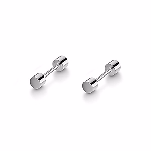 18g Tiny Dot Disc Stud Earrings for Women Men Teen Girls Cartilage S925 Sterling Silver Dainty Cute Minimalist Daith Tragus Helix Flat Screw Backs Hypoallergenic Barbell Piercing Jewelry Gifts (3mm)