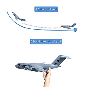 Eayaele RC Plane C-17 Remote Control Airplane Transport Ready to Fly 2 CH Toy for Kids Boys (Grey)