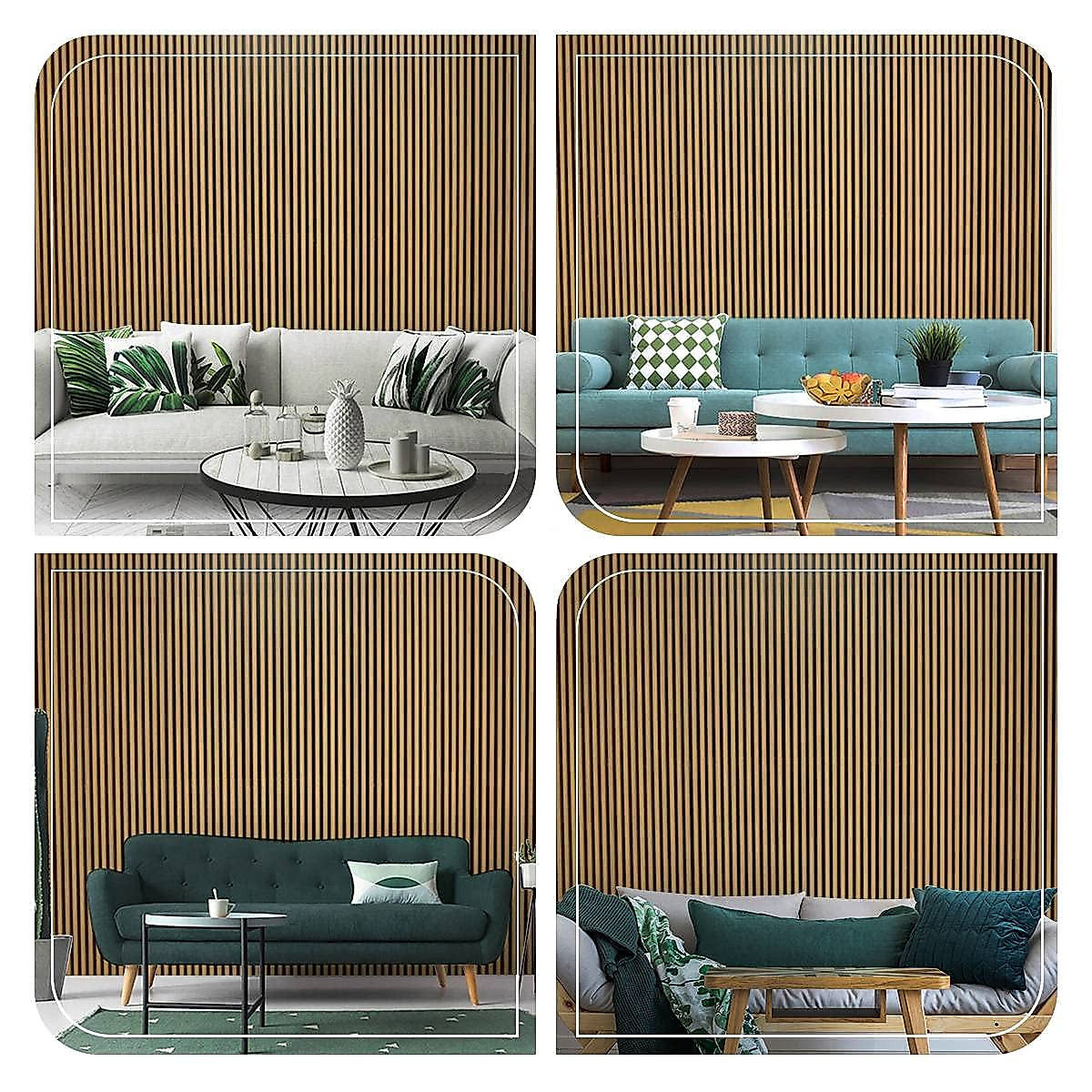 3D Wallpaper Background Made of Wood slats Self Adhesive Bedroom Living Room Dormitory Decor Wall Mural Stick and Peel Background Wall Ceiling Wardrobe Sticker 98.4"x68.9"-250x175cm