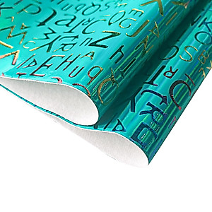 HYANG Mirror Teal Embossed Fashion Letter PU Faux Leather Sheets 1 Roll 12"X53"(30cmX135cm), Faux Leather Very Suitable for Leather Earrings, Bows, Handbag ，Sewing ，Crafts Making