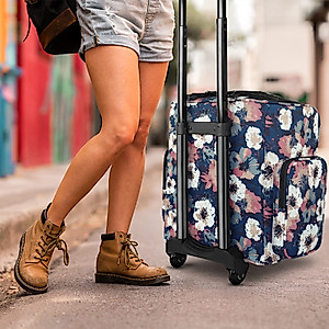 YOREPEK Rolling Craft Bag, Large Roller Scrapbook Tote with Wheels, Water Resistant Scrapbooking Storage Organizer for Scrap Book Stickers Supplies and Tools, Gift for Crafter Artist Teacher, Floral