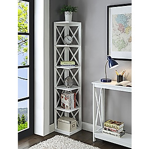 Convenience Concepts Oxford 5 Tier Corner Bookcase, White