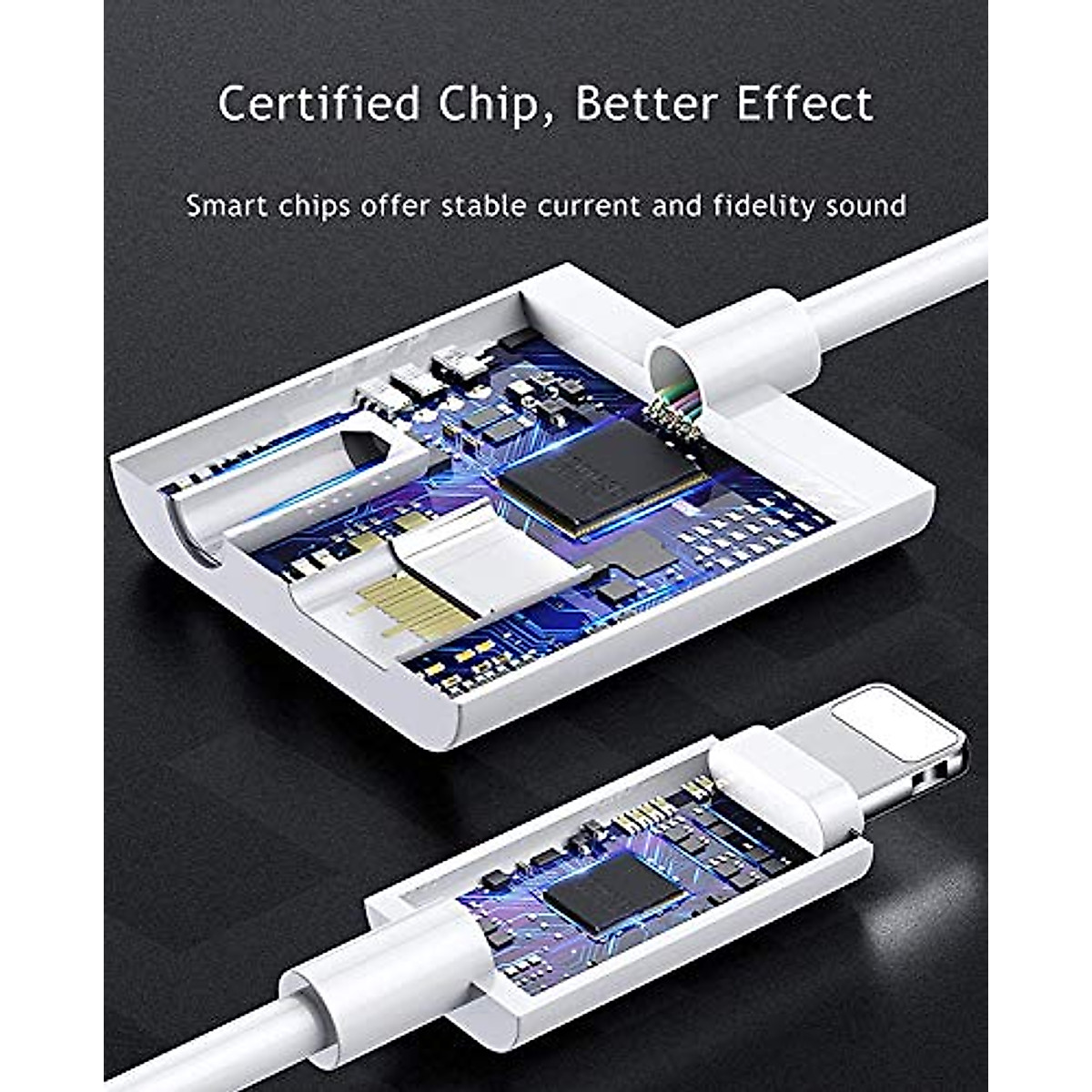 [Apple MFi Certified] iPhone Headphone Adapter 2 Pack, 2 in 1 Lightning to 3.5 mm Headphone Jack Adapter Aux Audio & Charger Splitter Cable for iPhone 14 13 12 11 XS XR X 8 7 6 iPad, Support iOS 16