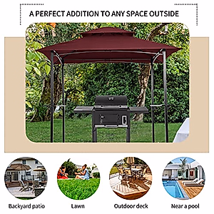 8x5 Ft Gazebo Outdoor Barbecue Canopy Shelter Tent Lightweight Canopies Pergola with Hook and Bar Counters, for Party Grill Picnic Wedding Home & Commercial
