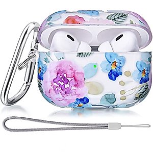 CAGOS for Airpods Pro 2 Case 2022, Clear Cute Floral Airpods Pro 2nd Generation Case Cover with Anti-Lost Lanyard Strap and Keychain for Women Girls Teens, Roses