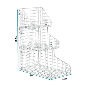 3 Tier Stackable Narrow Wire Basket for Pantry Organization and Storage, Metal Snack Organizer, Multifunctional Storage Basket for Snacks Fruits Vegetables Canned Food Soda Drinks, White