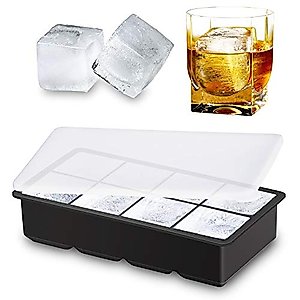 Alinana Ice Cube Tray with Lid, BPA Free Food Grade Ice Cube Molds for Whiskey, Large Silicone Ice Cube Tray for Cocktails