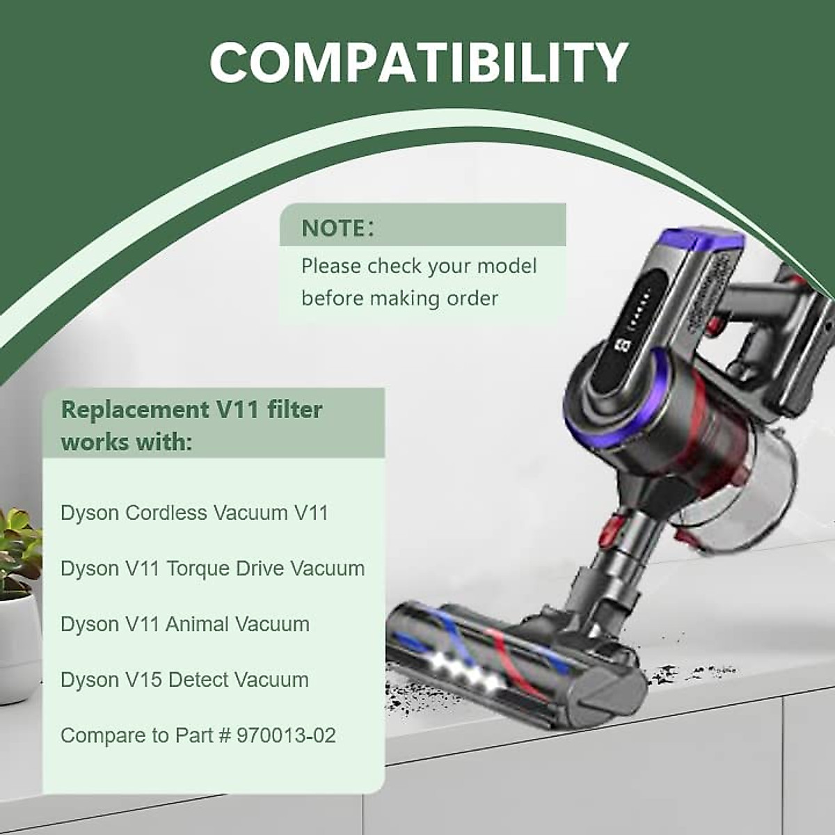 V11 animal Filters for Dyson Cyclone Series, Dyson V11 Torque Drive V11 Animal V11 Complete V11 Extra V15 Detect Vacuums, Compare to Part 970013-02