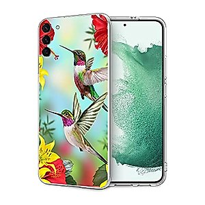 Compatible with Samsung Galaxy S21 Plus Case, Cute Hummingbirds Gather Honey Shockproof Clear Design Pattern Slim Soft Protective Case