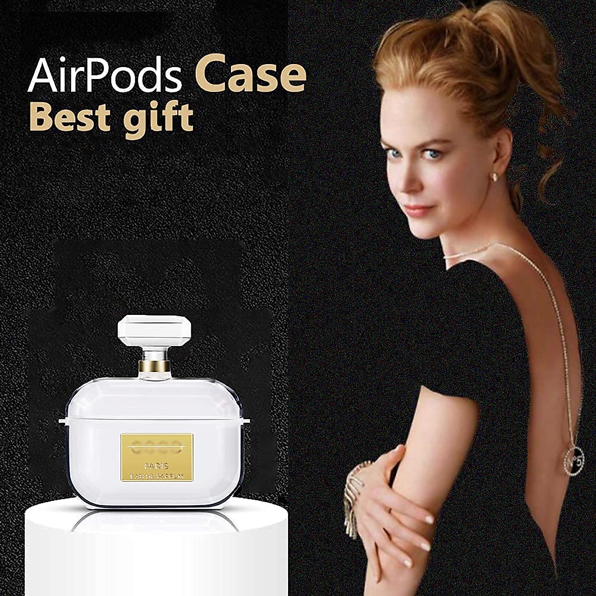 Pummelouty AirPods Pro Case Perfume Cover with Keychain Perfume Bottle and Fur Ball, Luxury Cute Design Silicone Soft Shockproof AirPods Case for Girls and Women