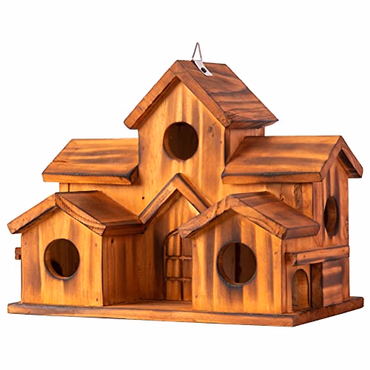 COLEBA Bird Houses for Outside,Outdoor 5 Hole Bird House Room for 5 Bird Families Bluebird Finch Cardinals Hanging Birdhouse for Garden (Brown - Set of 1)