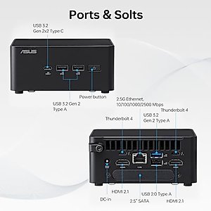 ASUS NUC 14 Pro Mini PC, Intel 6-Core Processor(Up to 4.7 GHz), 16GB DDR5 RAM, 2TB SSD, HDMI 2.1 Dual 4K Display, 2.5G Ethernet, 2X Thunderbolt 4, Wi-Fi 6 & Bluetooth, Windows 11 Pro, Black