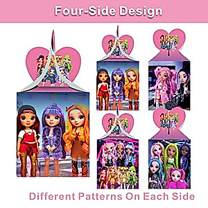 12pcs Rainbow High Dolls Party Gift Boxes Goodie Boxes for Cartoon Theme Birthday Party Supplies, Decorations Boxes Candy Boxes