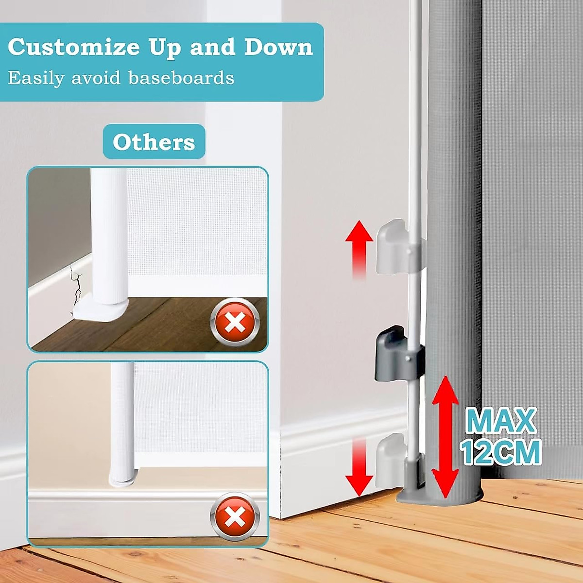 126 Inches Extra Wide Retractable Baby Gates for Large Openings, Sunnycome Extra Wide Baby Gate for Stairs, Doorways, Extra Long Dog Gates for Indoor, Outdoor, Child Gates for Wide Openings(Gray)