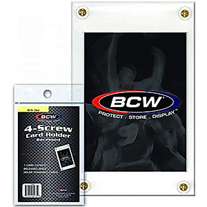 BCW 4-Screw Card Holder - Recessed | 20 Pt Trading Card Protector | Crystal Clear Polystyrene, Secure Brass Screws | Ideal for Baseball, Football, Basketball, Hockey Cards and Collectibles