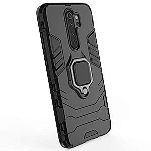 DWAYBOX Case for Xiaomi Redmi Note 8 Pro Ring Holder Iron Man Design 2 in 1 Hybrid Heavy Duty Armor Hard Back Case Cover Compatible with Xiaomi Redmi Note 8 Pro 6.53 Inch (Black)