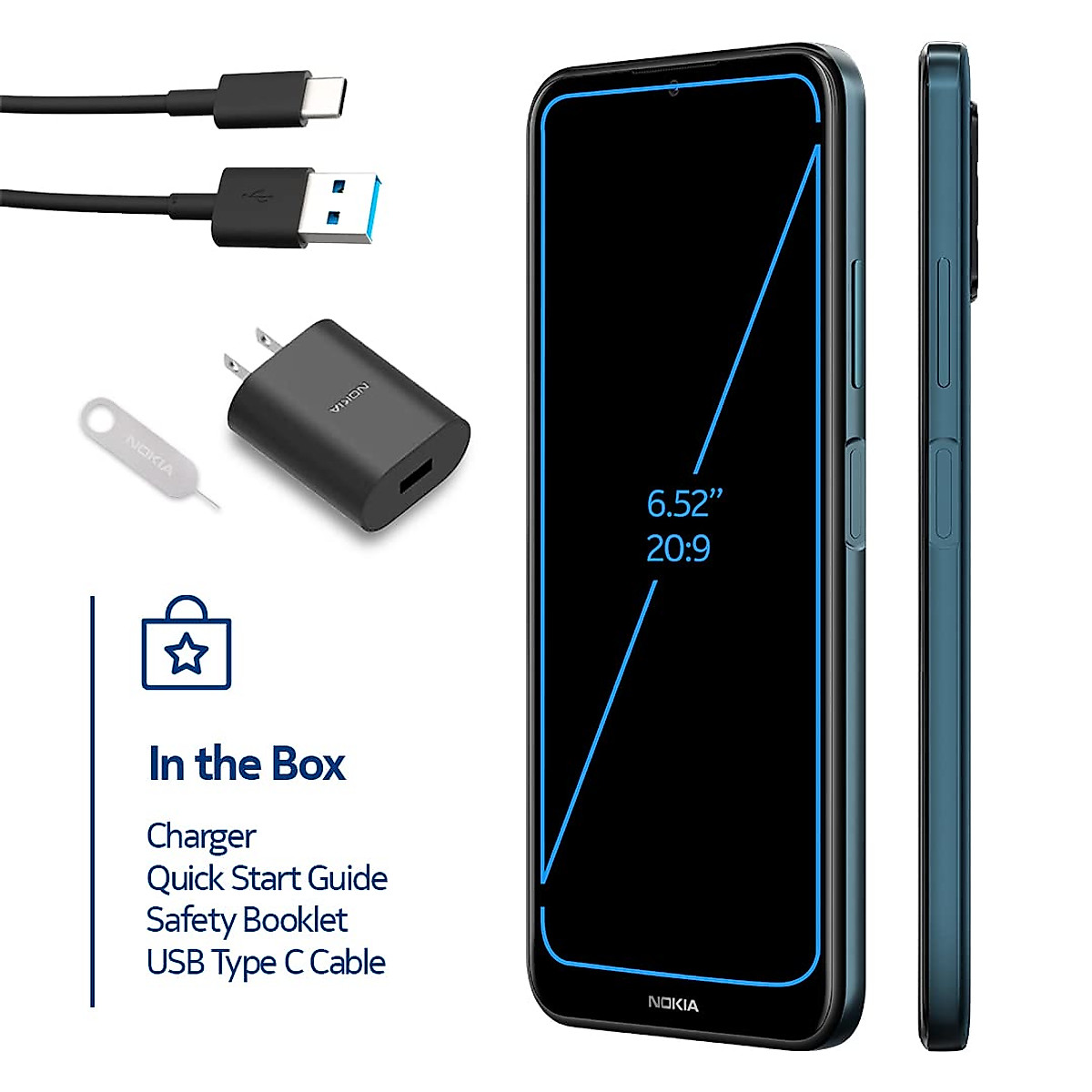 Nokia G100 | Verizon, T-Mobile, AT&T | Android 12 | Unlocked Smartphone | 3-Day Battery | US Version | 4/128GB | 6.52-Inch Screen | 13MP Triple Camera | Polar Night