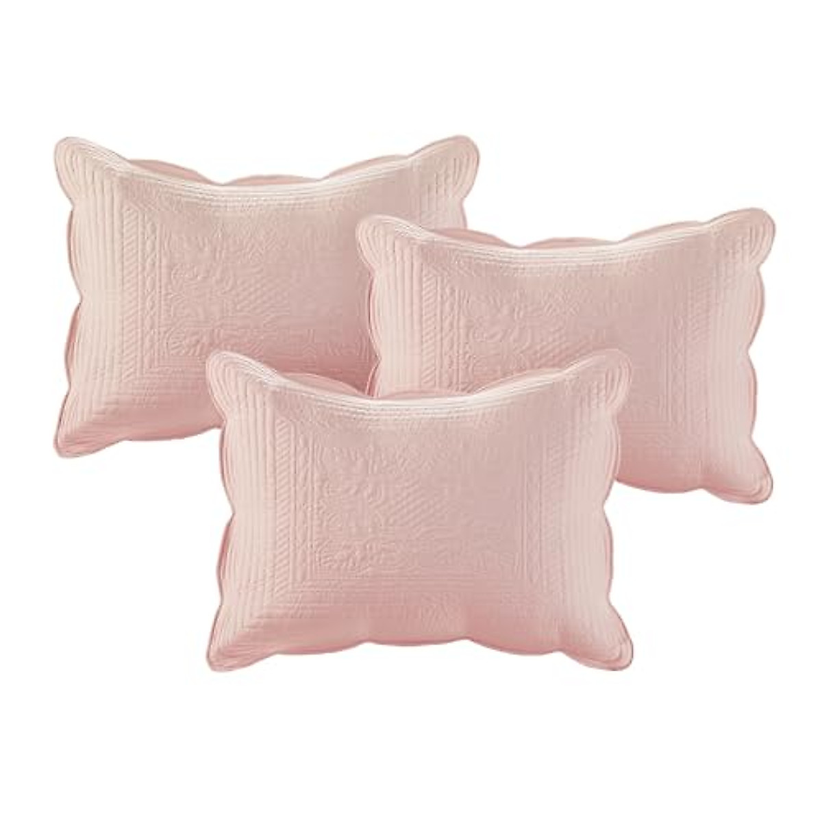 Madison Park Daybed Cover Set-Trendy Damask Quilting with Scalloped Edges All Season Luxury Bedding with Bedskirt, Matching Shams, Decorative Pillow, 75"x39", Tuscany Blush, 6 Piece