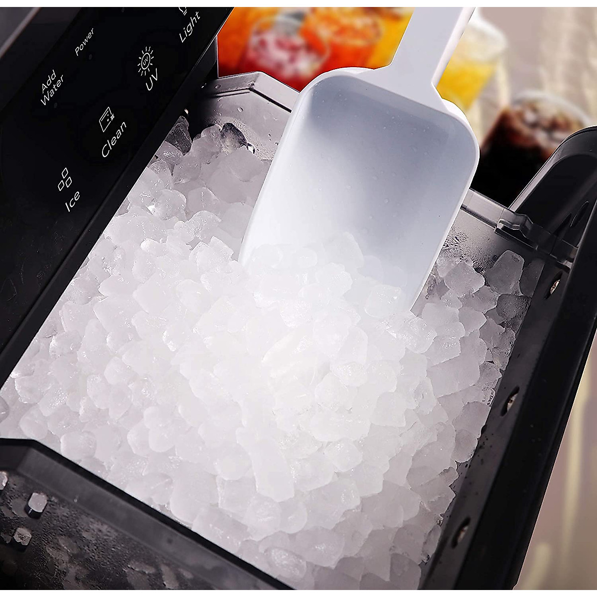 Watoor Countertop Chewable Nugget Ice Maker Auto Self-Cleaning with a Ice Scoop 44lbs Per Day
