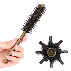 PERFEHAIR Small Round Hair Brush with Boar & Nylon Bristle, 1.4 Inch, Mini Rolling Circular Hairbrush for Blow Drying, Curling, Styling Fine, Thin, Short Hair, Bangs, Beard