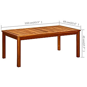 Tidyard Patio Garden Coffee Table Slatted Tabletop Acacia Wood Side Table for Garden, Poolside, Balcony, Outdoor Furniture 43.3 x 23.6 x 17.7 Inches (L x W x H)