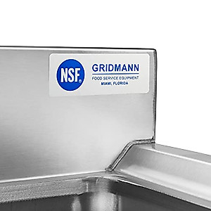 GRIDMANN 3 Compartment Stainless Steel Bar Sink, NSF Commercial Kitchen Underbar Sink with 10" L x 14" W x 10" D Bowls for Restaurant, Laundry, Garage