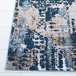 SAFAVIEH Lagoon Collection 5'5" x 7'7" Blue/Gold LGN174M Distressed Non-Shedding Living Room Bedroom Dining Home Office Area Rug