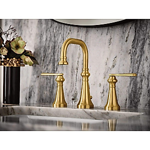 Moen TS44102BG Colinet Traditional Two Widespread High-Arc Bathroom Faucet with Lever Handles Valve Required, Brushed Gold