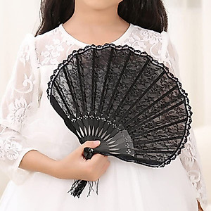 Summer Ladies Folding Fan Handmade Lace Dance Folding Fan Handmade Lace Lace Fan Shell Fan