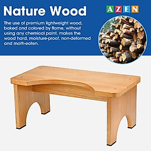 AZEN Toilet Stool Squat Adult, Wood Poop Stool for Bathroom Adults, Portable Toilet Potty Stool for Adults, 7 Inch Height