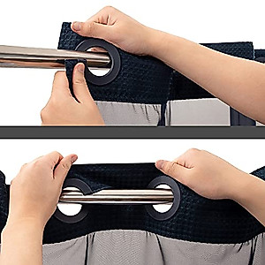 Voguease Shower Curtain with Snap-in Liner - Hotel Grade Waffle Weave Fabric, Machine Washable - 71" W x 74" L, Navy Blue