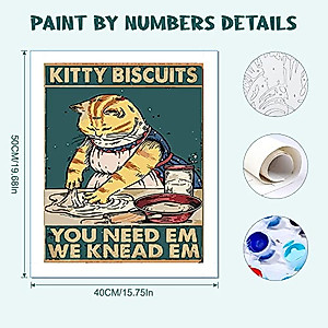 MOGTAA Inspirational Paint by Numbers, Cat Oil Painting Kits for Adults Kids, DIY Inspirational Paint by Numbers on Canvas Drawing Paintwork with Paintbrushes Acrylic Pigment for Home Decor (40x50cm)