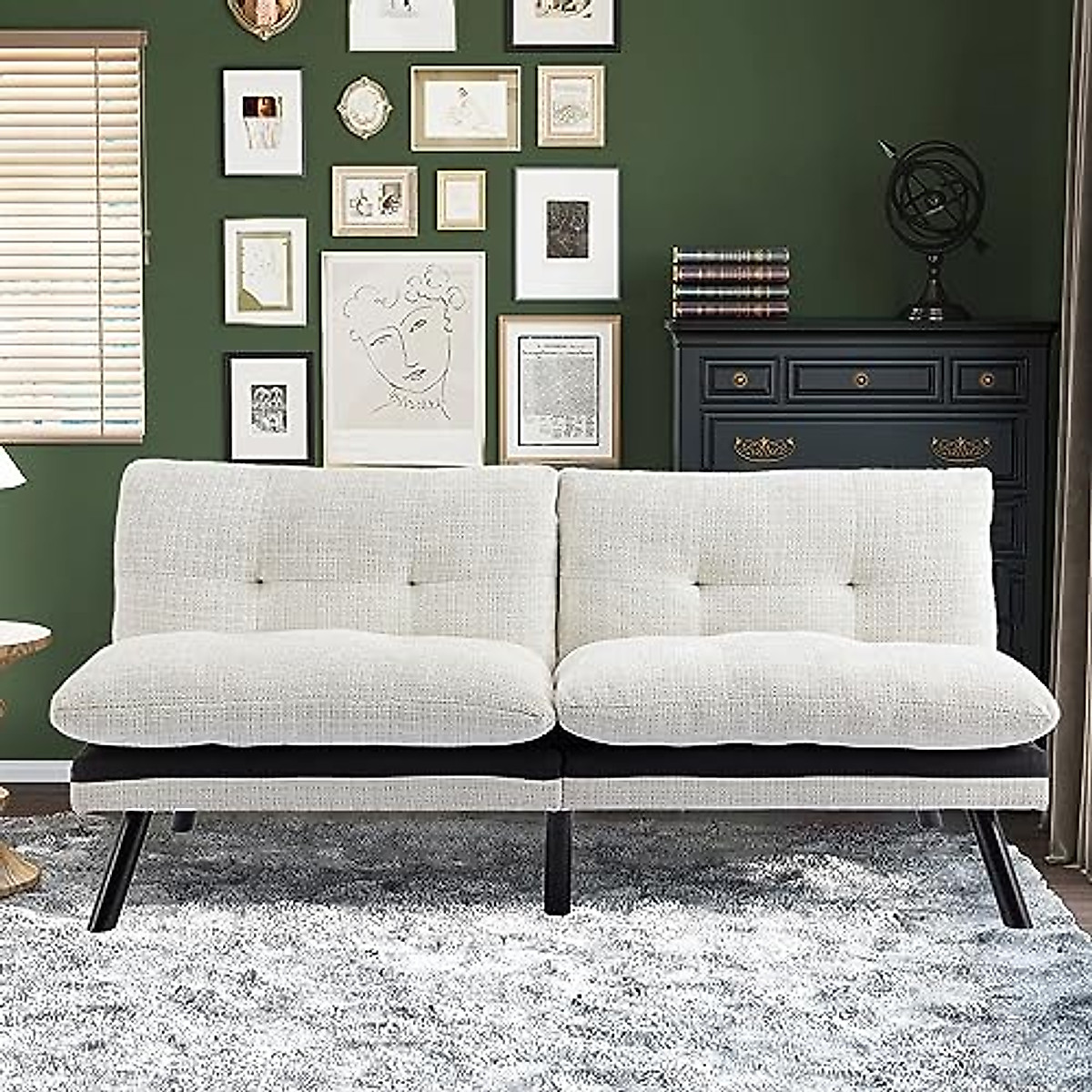 Anwick Futon Sofa Bed Convertible Futon Sleeper Couch, 71" Sleeper Sofa Bed with Adjustable Backrest, Modern Loveseat Couch for Compact Living Room, Apartment, Office (White)