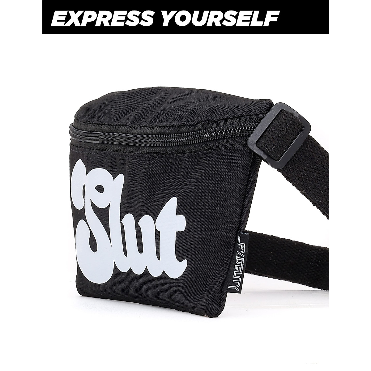 FYDELITY NC-17 90s Black Fanny Pack Crossbody Bags for Women Festival Bag Small Fanny Packs for Women Fashionable Concert Rave Accessories Fanny Pack for Men Womens Fashion Waist (83033)