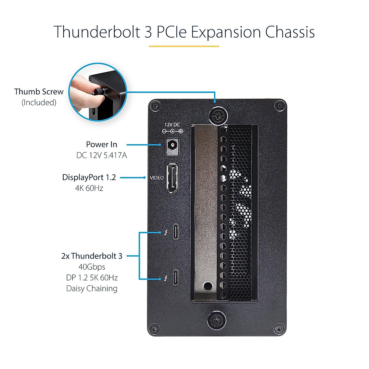 StarTech.com Thunderbolt 3 PCIe Expansion Chassis, External Enclosure With One PCI Express Slot for Laptops / Desktops, TAA