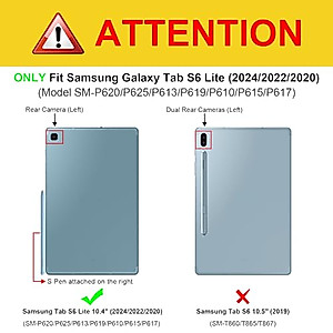 Fintie Hybrid Slim Case for Samsung Galaxy Tab S6 Lite 10.4 Inch 2024/2022/2020 with S Pen Holder, Shockproof Cover with Clear Transparent Back Shell, Emerald Marble