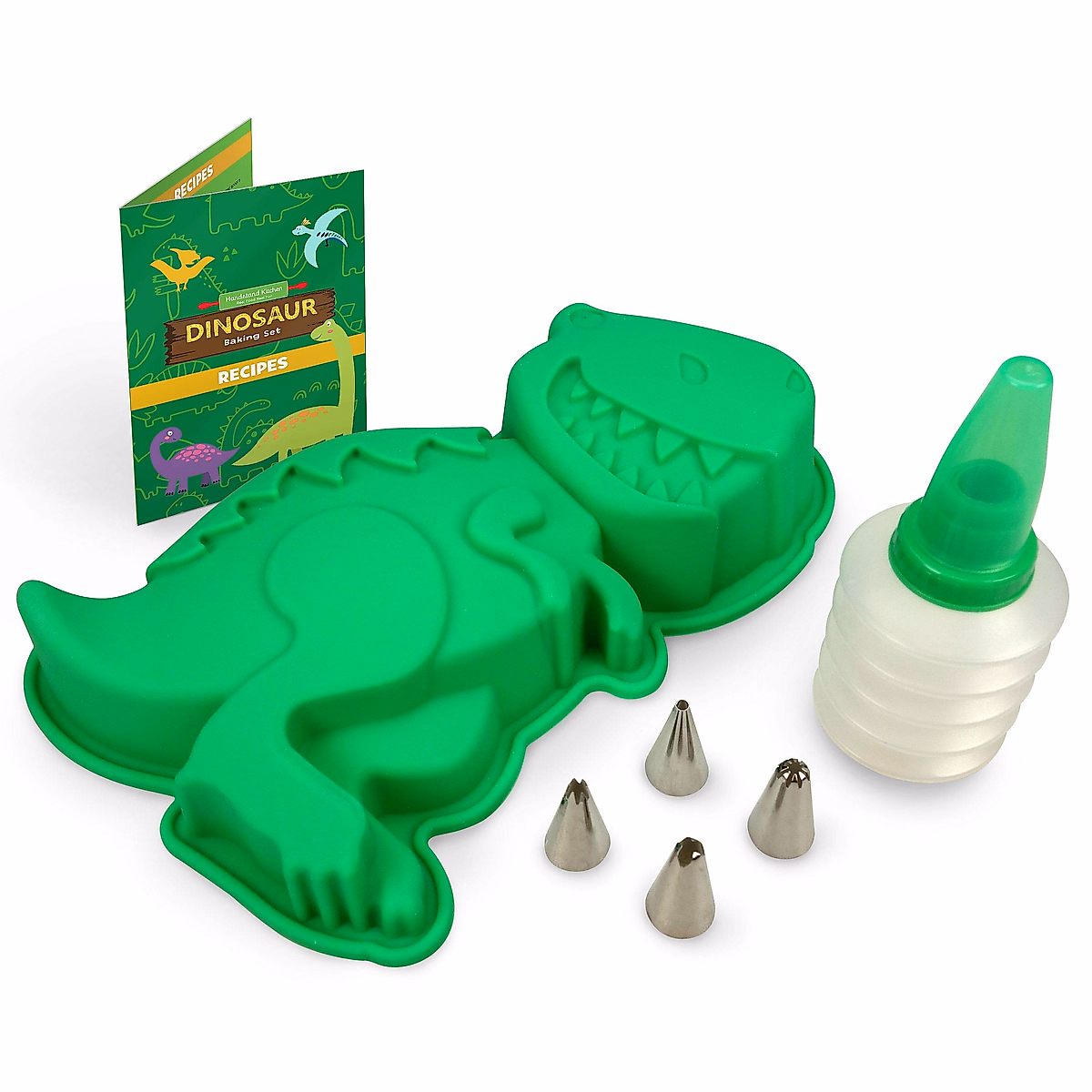 Handstand Kitchen Dinosaur Buddies 7-piece Real Cake Baking Set with Recipes