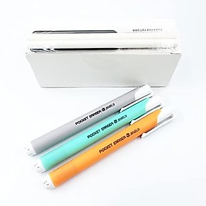 Jovely Retractable Click Pocket White Latex-Free Eraser for Pencil Writing, Portable Pen-Style Pencil Erasers, Premium Rubber Stick Eraser with 3 Assorted Barrels(with 15 Refill Erasers)