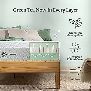 ZINUS 12 Inch Green Tea Luxe Memory Foam Mattress / Pressure Relieving / CertiPUR-US Certified / Bed-in-a-Box / All-New / Made in USA, King