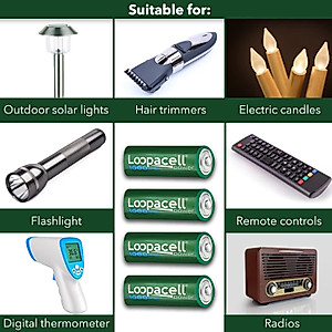 LOOPACELL 4 AA Rechargeable NiCD Battery, 1.2V 1000mAh High Capacity AA Batteries