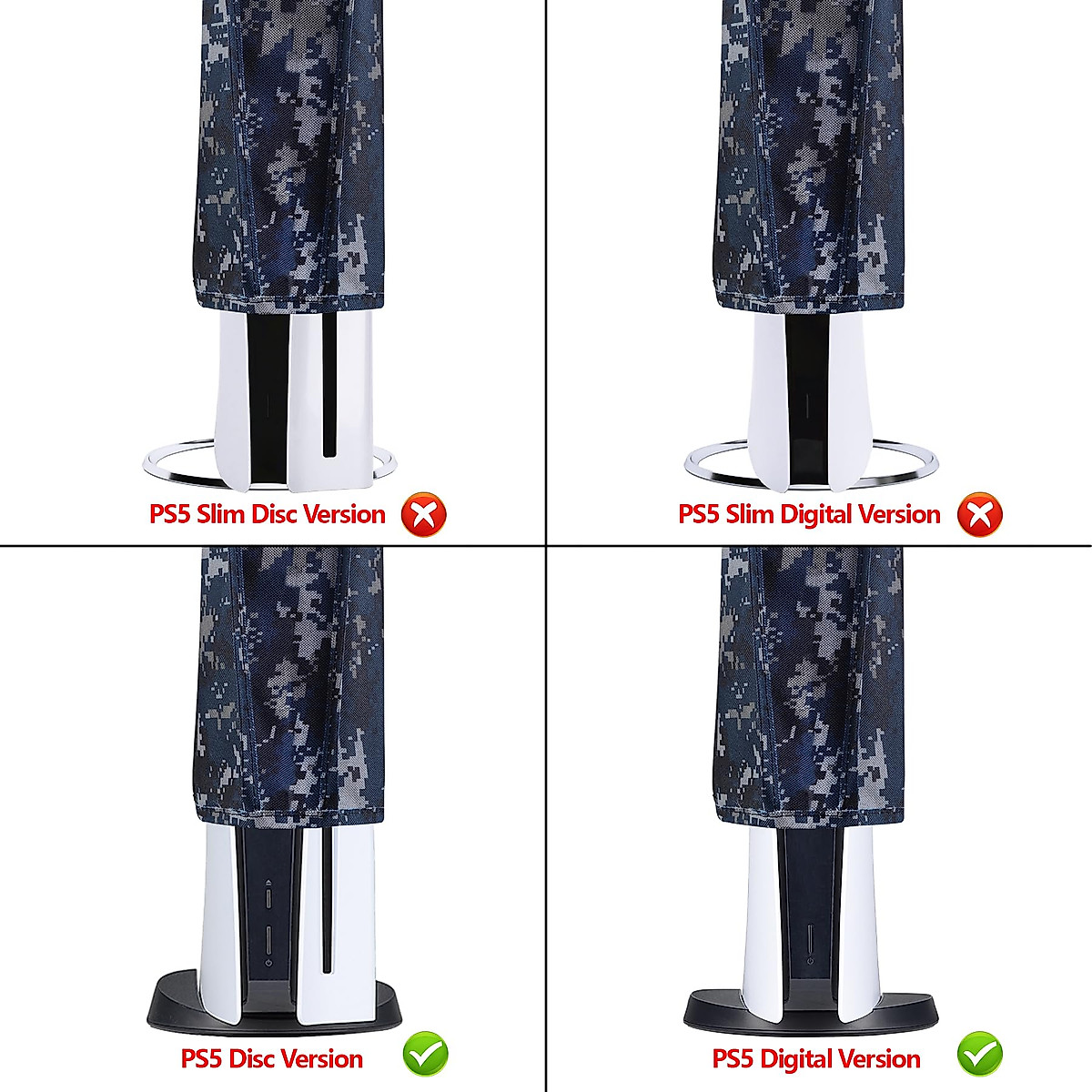 PlayVital Nylon Dust Cover for ps5, Soft Neat Lining Dust Guard for ps5 Console, Anti Scratch Waterproof Cover Sleeve for ps5 Digital Edition & Disc Edition - Urban Digital Camo