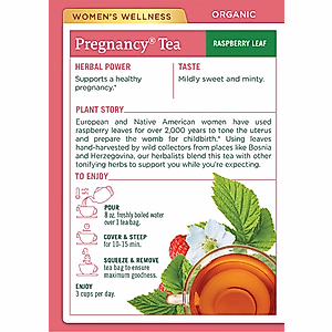 Traditional Medicinals Organic Pregnancy Tea Raspberry Leaf Herbal Tea, Supports Healthy Pregnancy, (Pack of 3) - 48 Tea Bags Total