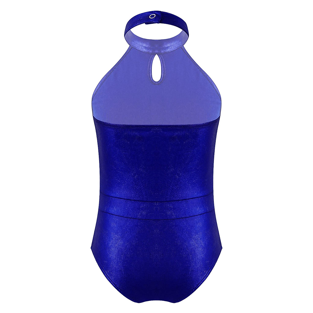 VernLan Kids Girls Sequins Sparkly Leotard Turtle Neck Ballet Dance Gym Bodysuit Jumpsuit Performance Costumes Royal Blue 8 Years