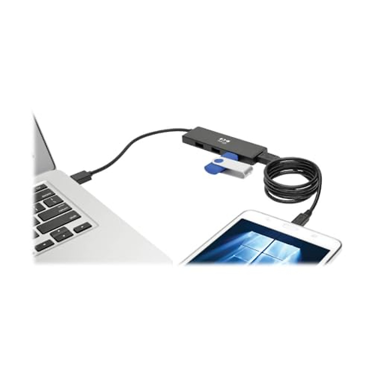 Eaton Tripp Lite 4-Port Portable Slim USB 3.0 Super speed Hub with Built In Cable (U360-004-SLIM)
