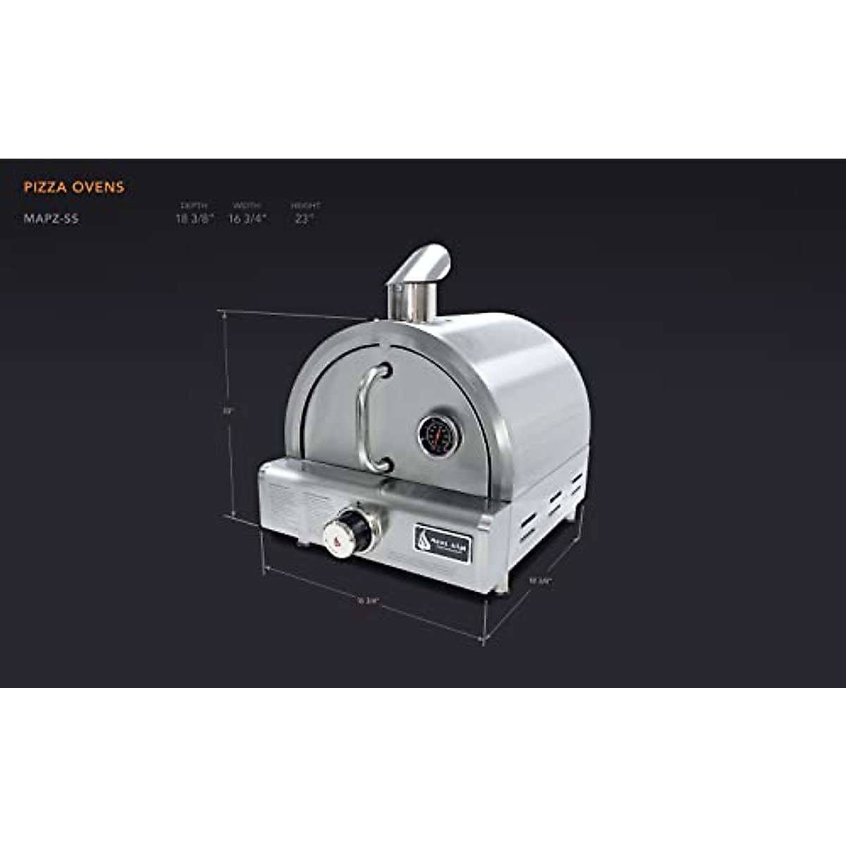 Mont Alpi MAPZ-SS Countertop Table Top Stainless Steel Portable Outdoor Kitchen Gas Pizza Making Oven - Pizza Stone Included