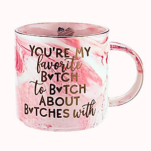 Best Friend Birthday Gifts for Women - Funny Friendship Gift for Bestfriend, Besties, BFF, Sister, Boss Woman, Big Sis, Sorority, Mom - You're My Favorite - Cute Pink Marble Mug, 11.5oz Coffee Tea Cup