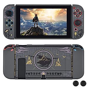 DLseego Dockable Protective Case Design for Nintendo Switch, Newest Pattern Cover with Anti-Scratch and Shock-Absorption Design Soft Touch Hard Cover with 2 pcs Thumb Grips - Zelda