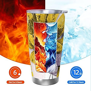 AYCZN Yellow Flower 20 OZ Tumbler Stainless Steel Travel Coffee Mug, Purple Floral Insulated Water Bottle with Lid Leakproof Thermal Cup